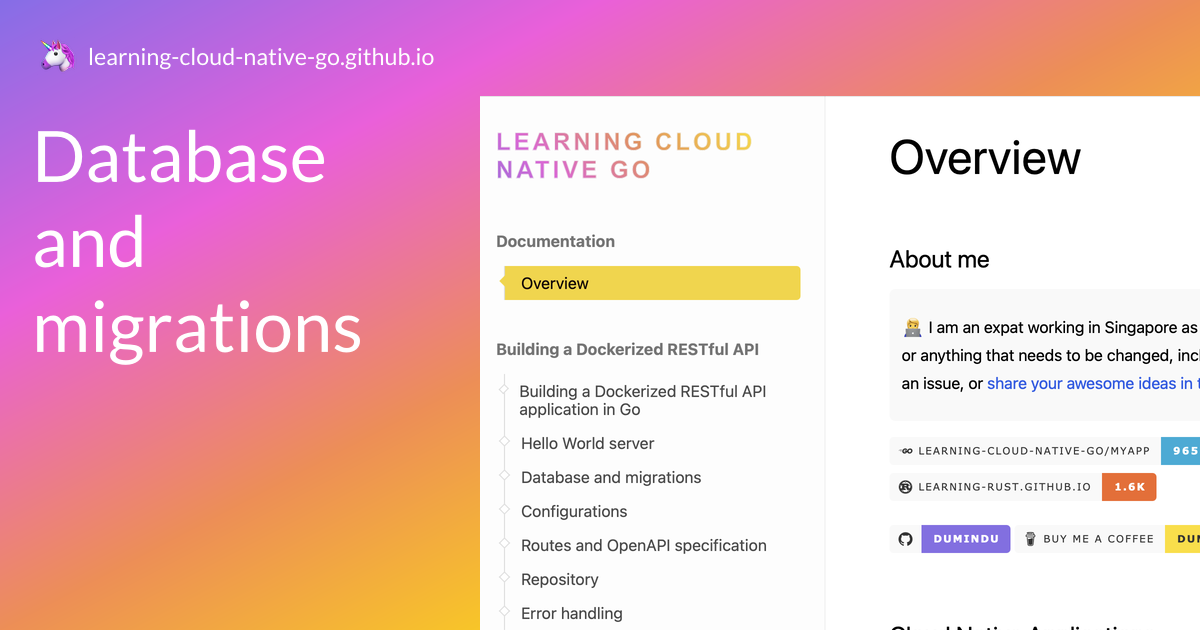 Database and migrations · Learning Cloud Native Go