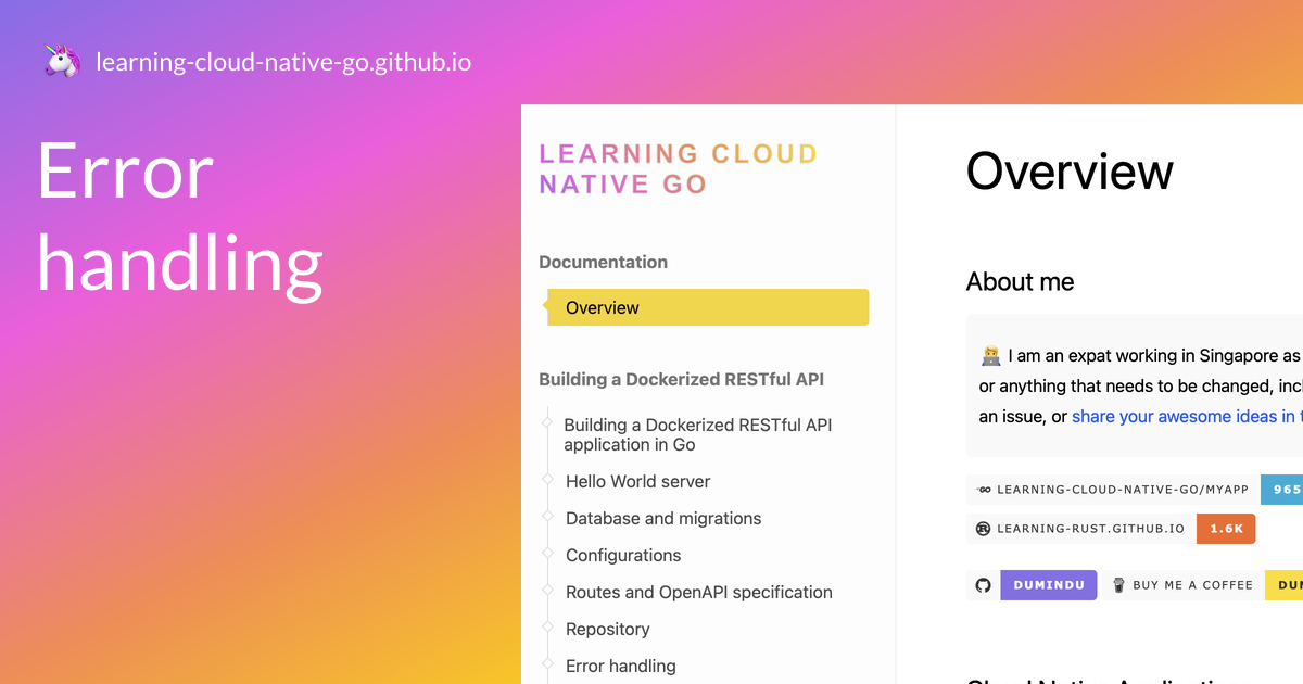 Error handling · Learning Cloud Native Go