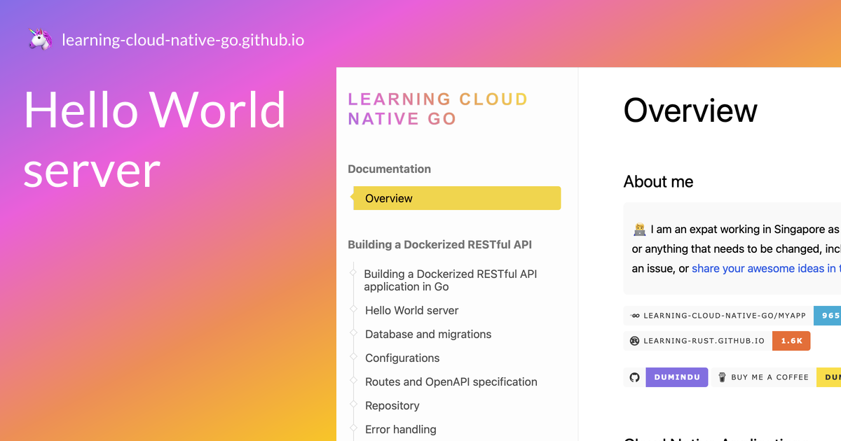 Hello World server · Learning Cloud Native Go